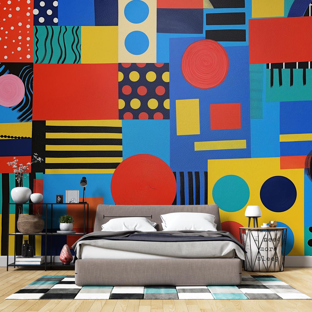 Mural Wallpaper pop art | Colorful geometric patterns — WonderMural