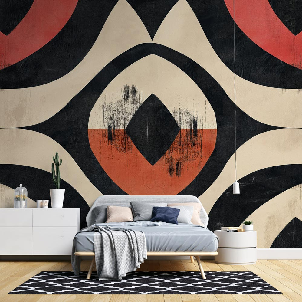 African Ethnic Mural Wallpaper | Tribal Patterns between Black White a ...