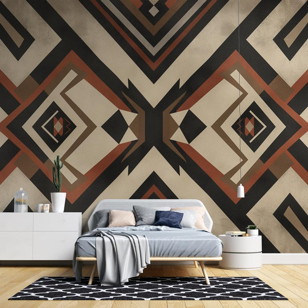 African Ethnic Mural Wallpaper | Tribal Patterns between Black White a ...
