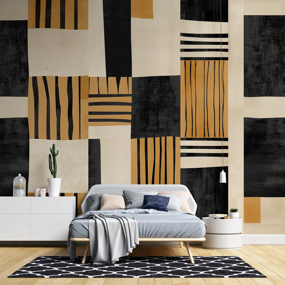 African Ethnic Mural Wallpaper | Tribal Patterns between Black White a ...