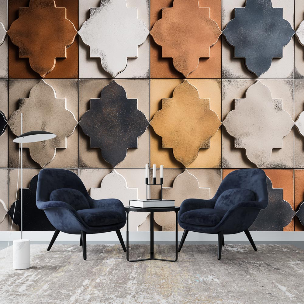 Mural Wallpaper Ethnic | 3D Moroccan Tiles — WonderMural