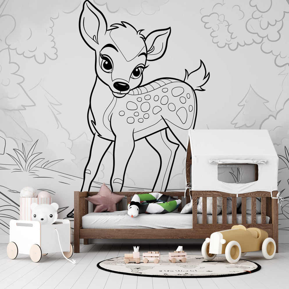Mural Wallpaper coloring | Playful fawn behavior — WonderMural