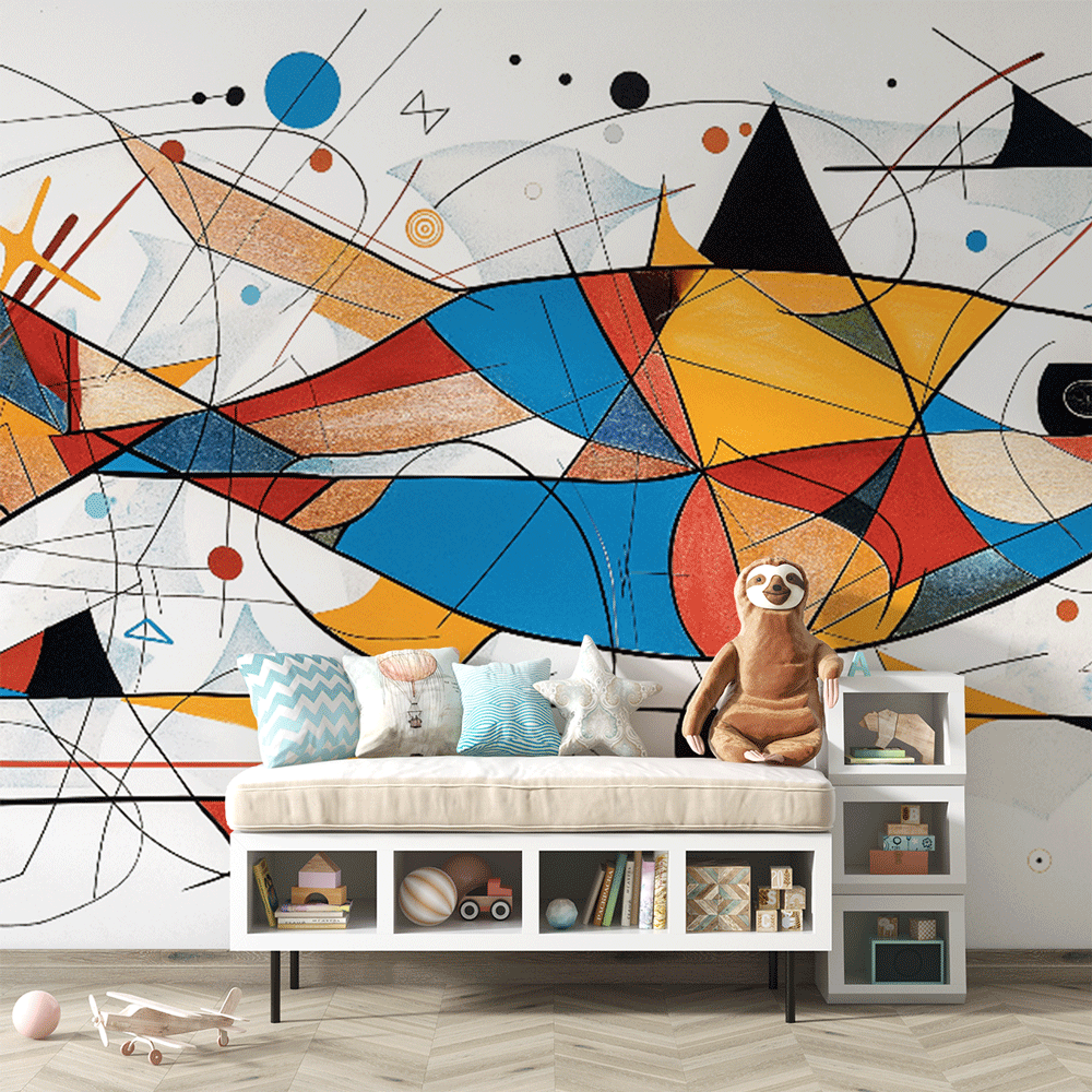 Colorful Mural Wallpaper | Bubbles and Fish — WonderMural