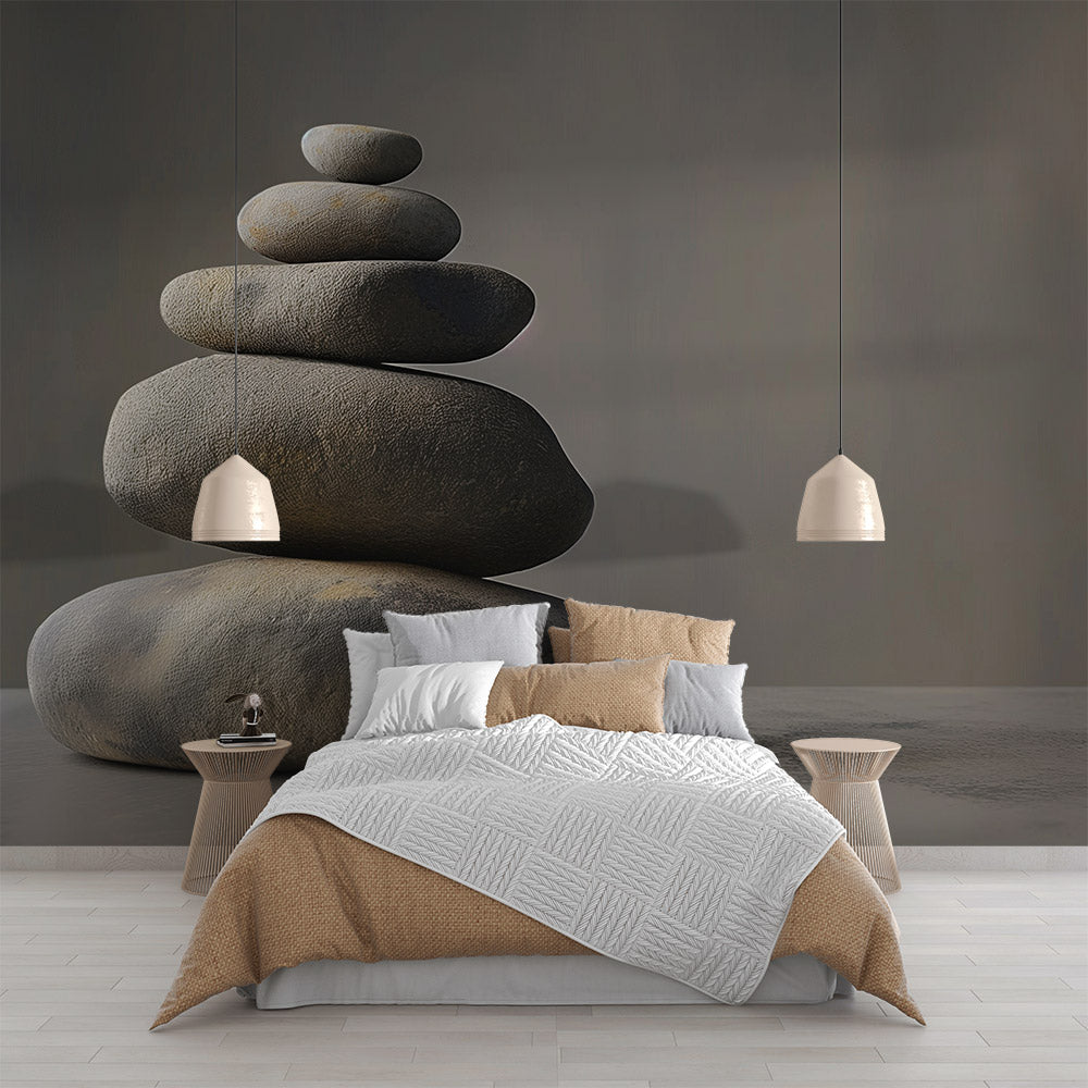 Zen Mural Wallpaper | Stones in Balance — WonderMural