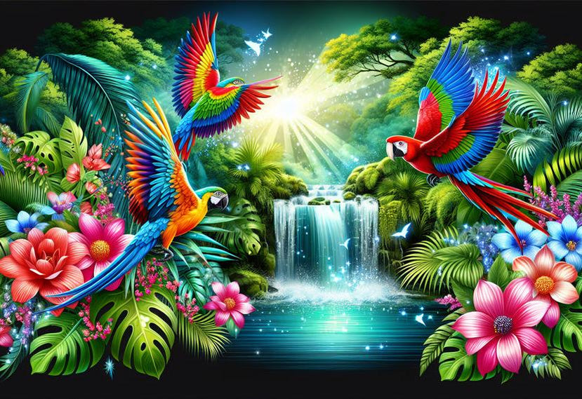 Parrot Mural Wallpaper | Color Palette - Panoramic Exoticism — WonderMural
