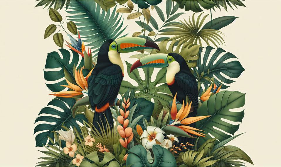 Toucan Mural Wallpaper | Jungle and Colors - Panoramic Designs ...