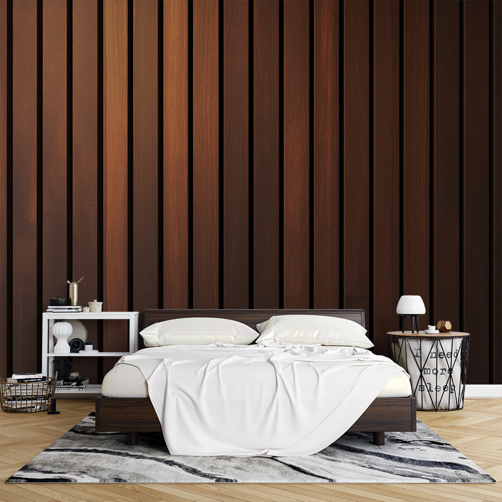 Wood Panel Wallpaper | Dark Vertical Wood — WonderMural