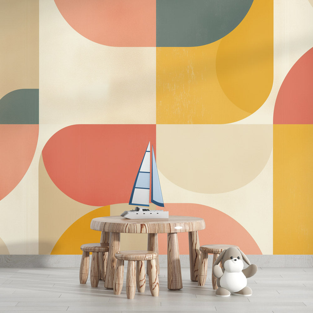 Art Deco Mural Wallpaper | Various Multicolored Shapes — WonderMural