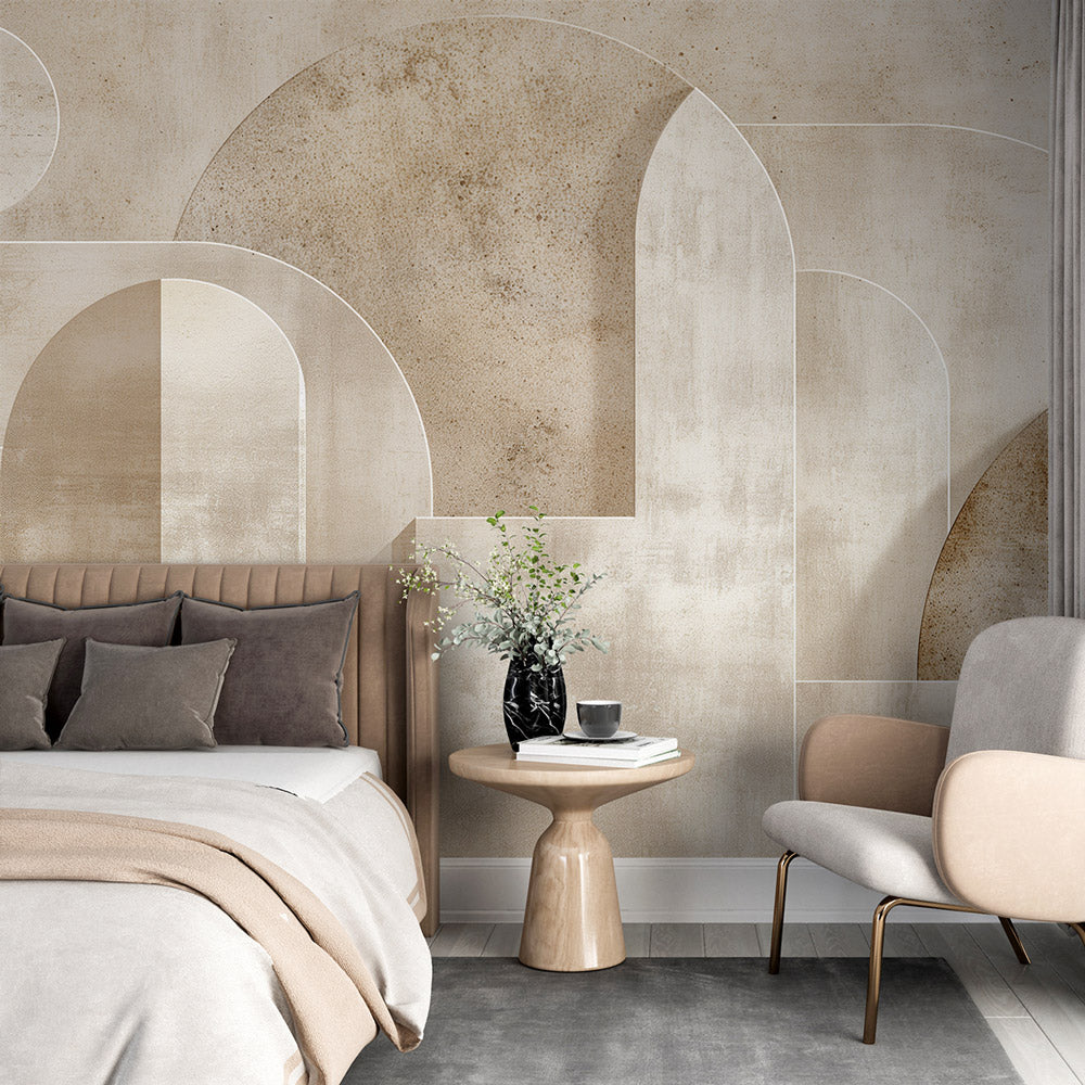Art Deco Mural Wallpaper | Geometric Shapes Stone Effect — WonderMural