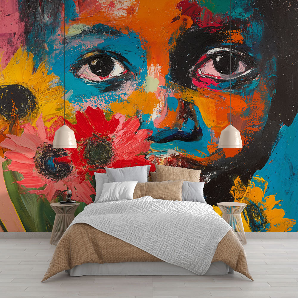 Art Deco Mural Wallpaper | Expressive Face — WonderMural