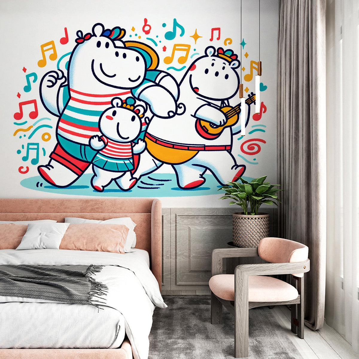 Comic Mural Wallpaper | Imaginary Bear in Music — WonderMural