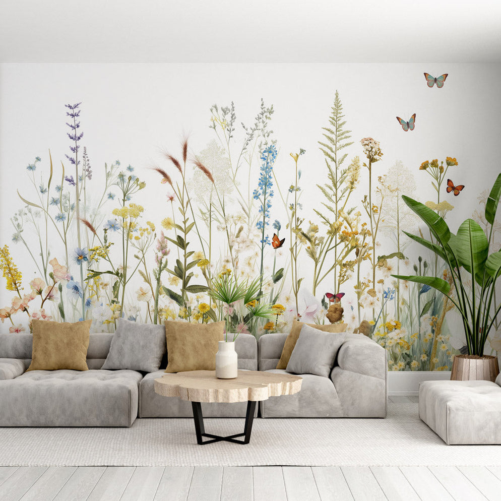 Home Wildflower Mural Wallpaper | Flight of Butterflies