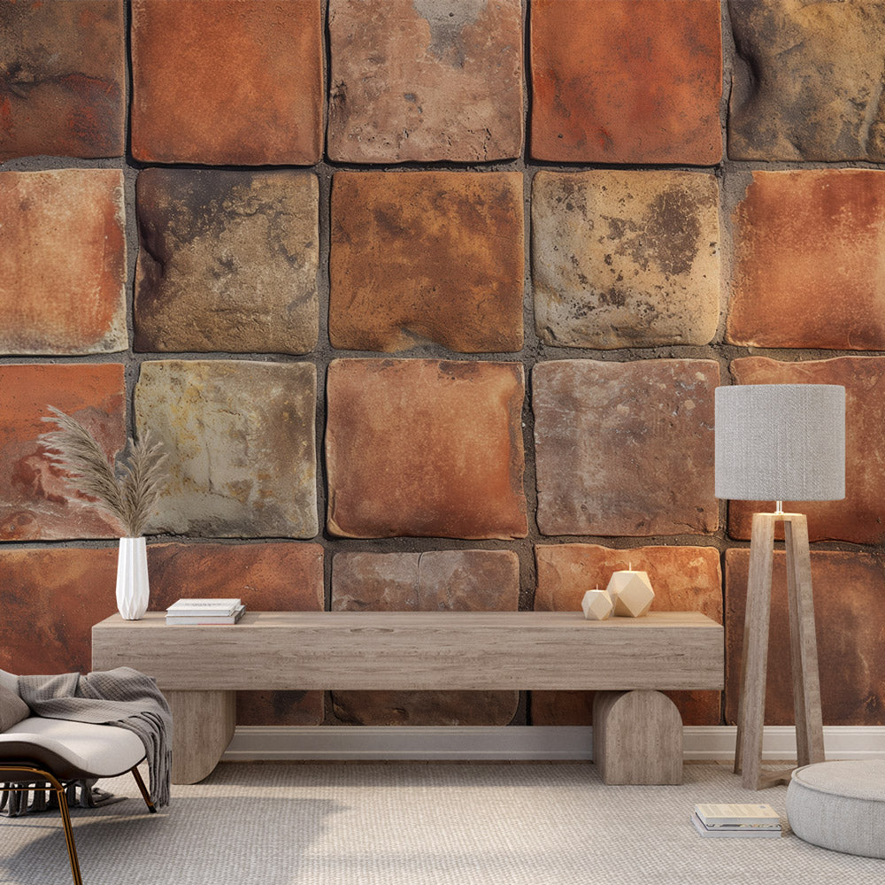 Square Tile Effect Mural Wallpaper | Vintage Style — WonderMural