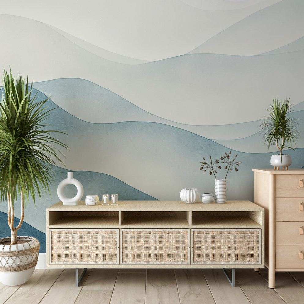 Japandi Mural Wallpaper | Waves and Ocean — WonderMural