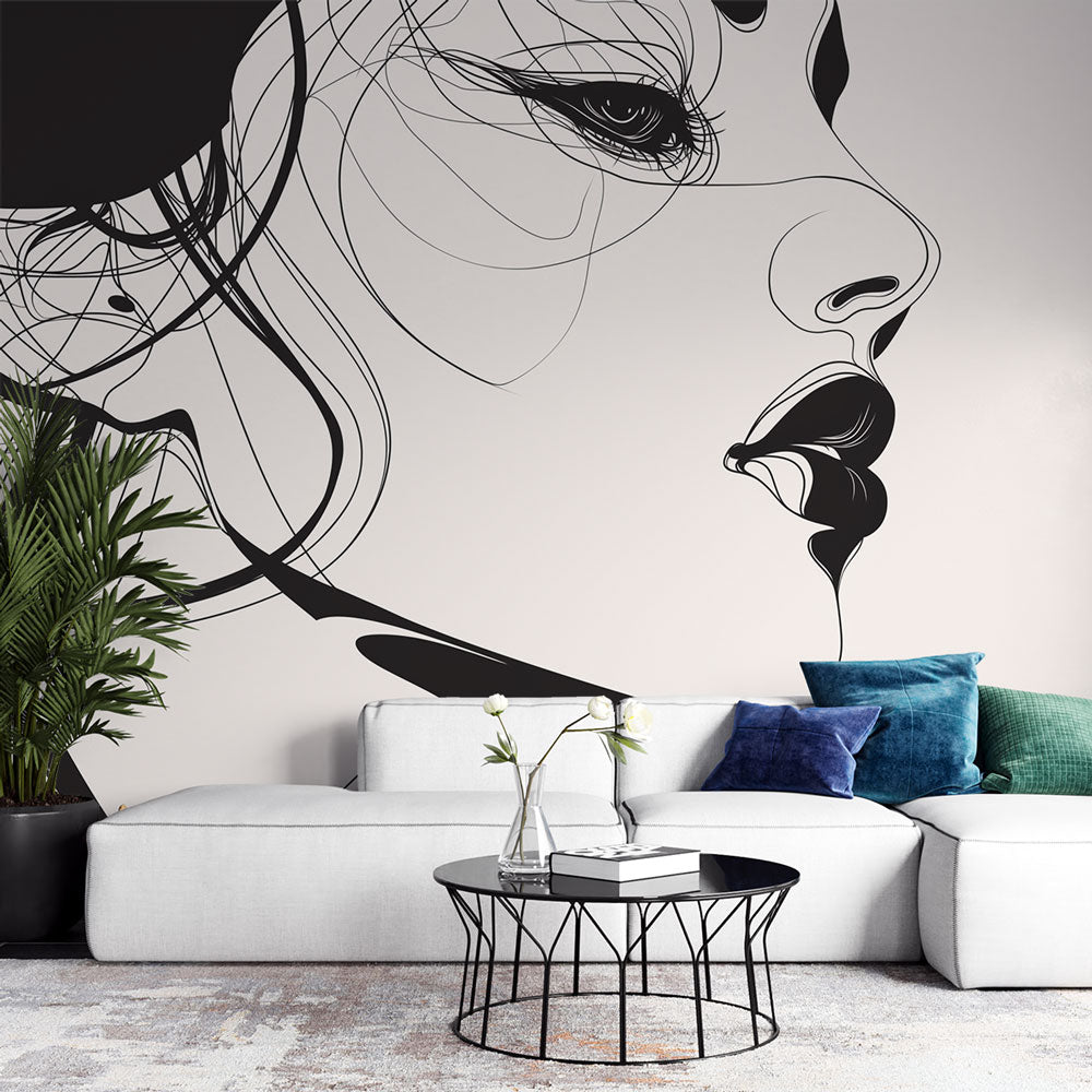 Line Art Mural Wallpaper | The Muse — WonderMural