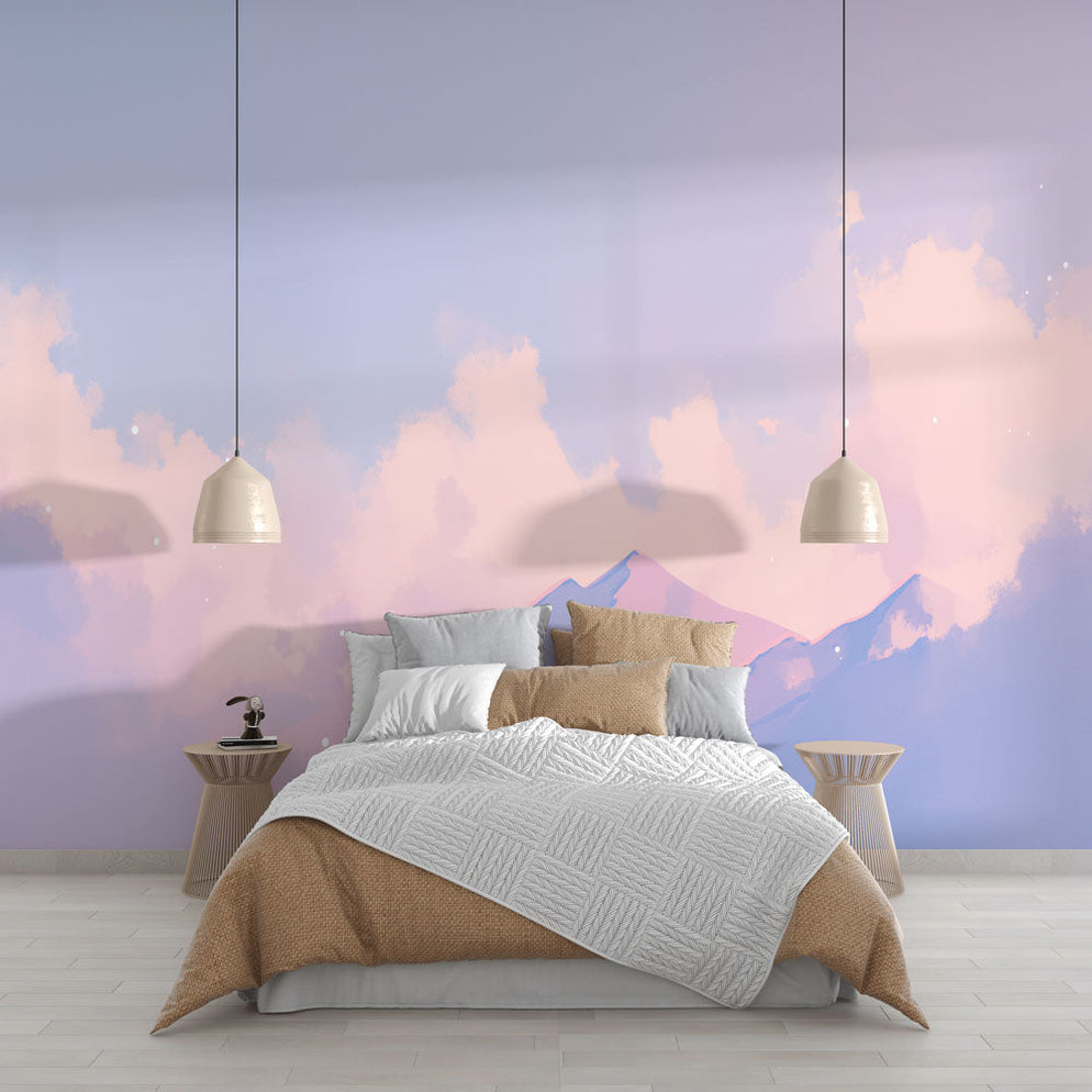Mountain Mural Wallpaper | Pastel Mist — WonderMural