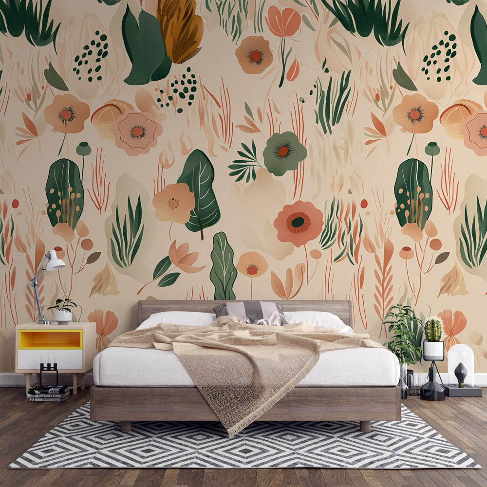 Floral Pattern Mural Wallpaper | Multicolor — WonderMural