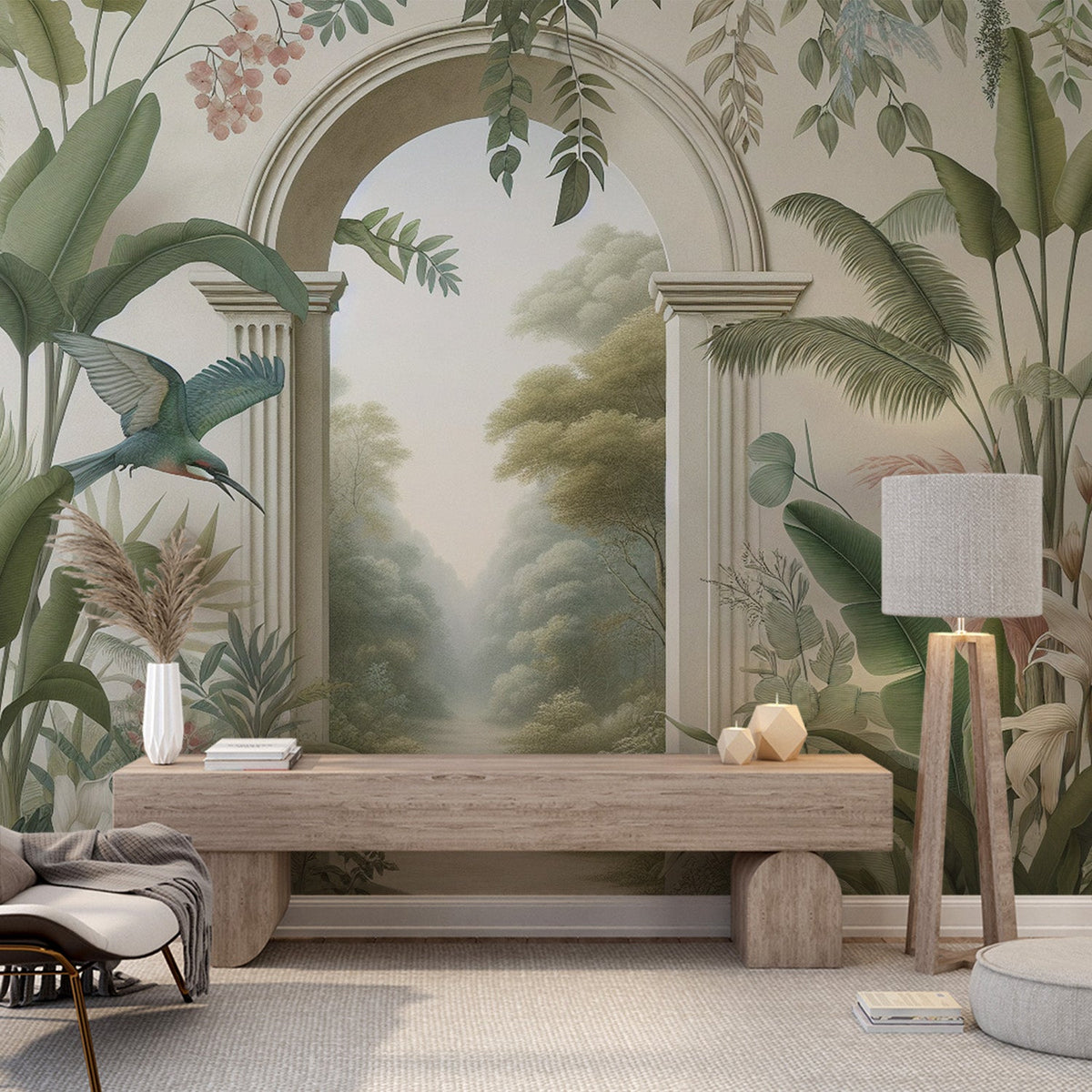 Mural Wallpaper Optical Illusion| Arch in a Tropical Forest — WonderMural