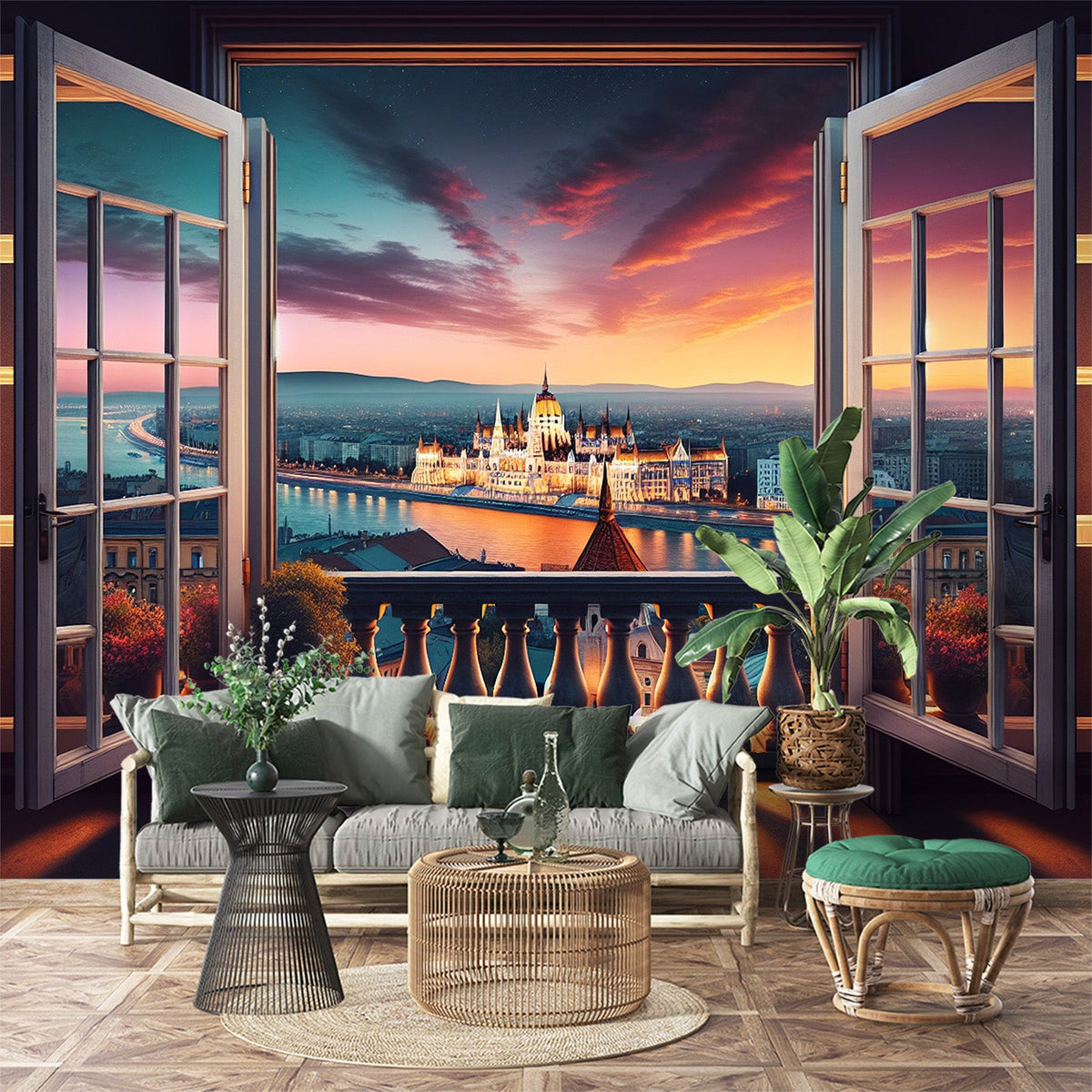 Mural Wallpaper Optical Illusion| Window to Florence at Sunset ...