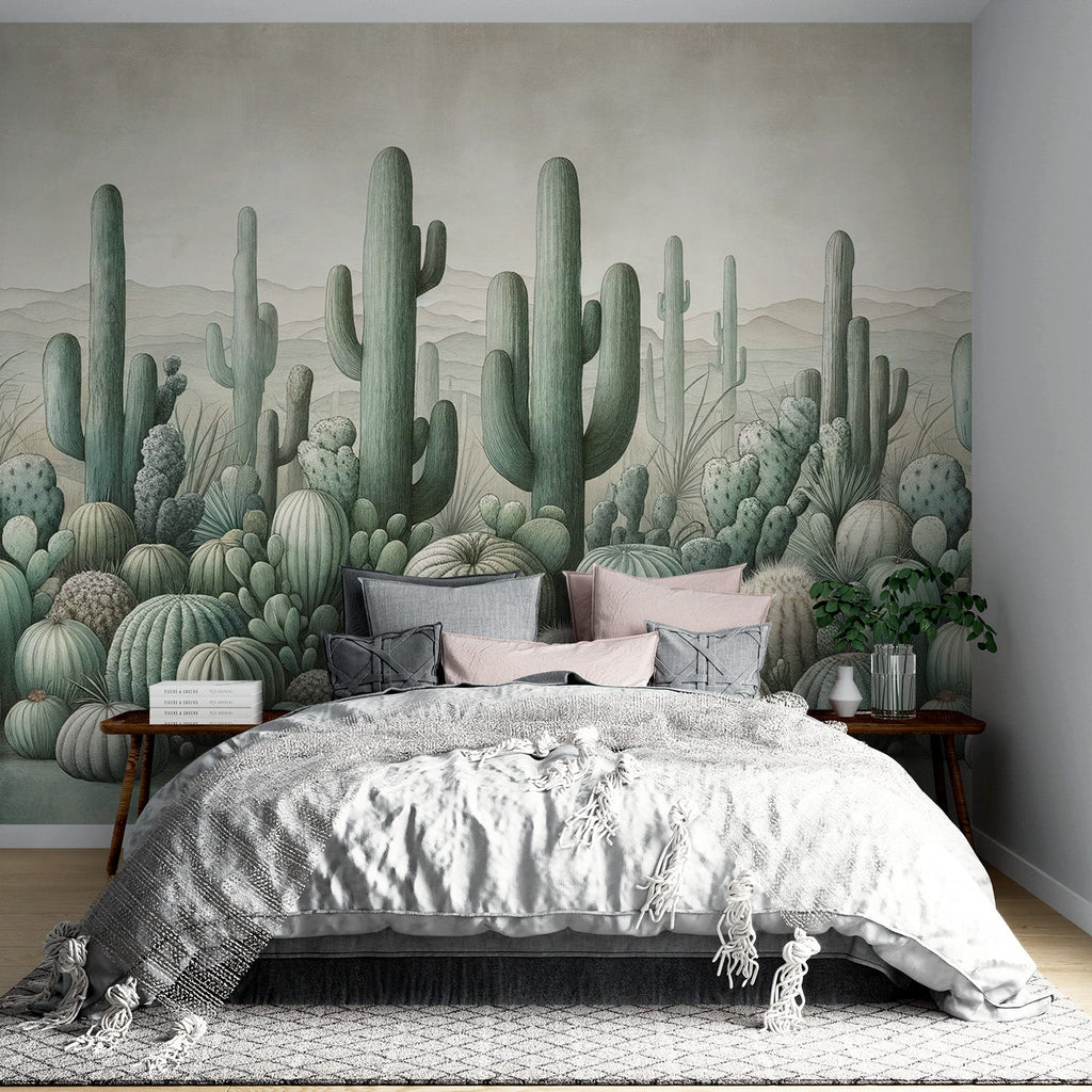 Cactus Mural Wallpaper | Desert Vegetation - Panoramic — WonderMural