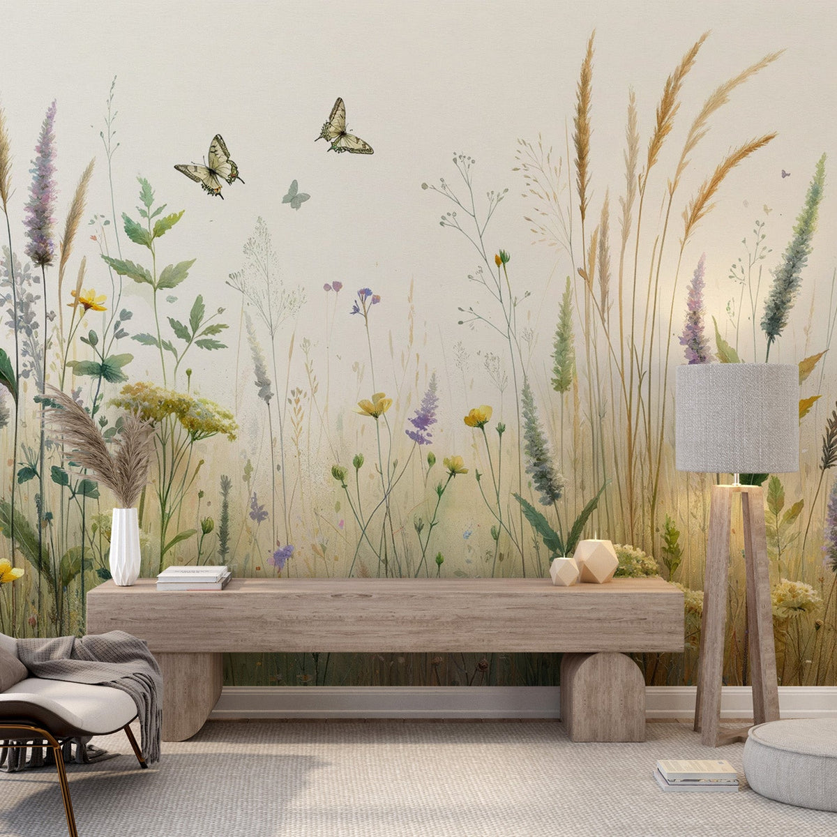 Pastel Floral Mural Wallpaper | Pastel-colored Flower Field — WonderMural