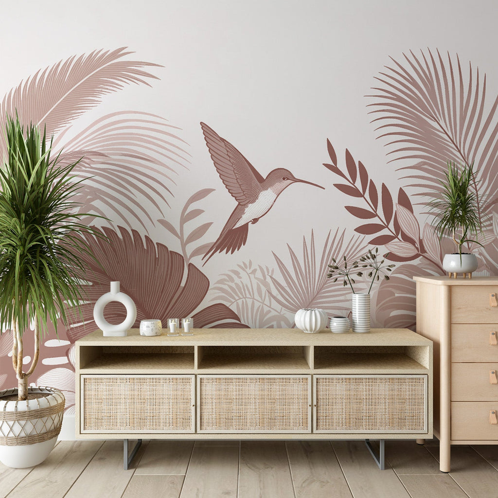 Hummingbird Mural Wallpaper | Panoramic Flight - Flowers and Landscapes ...