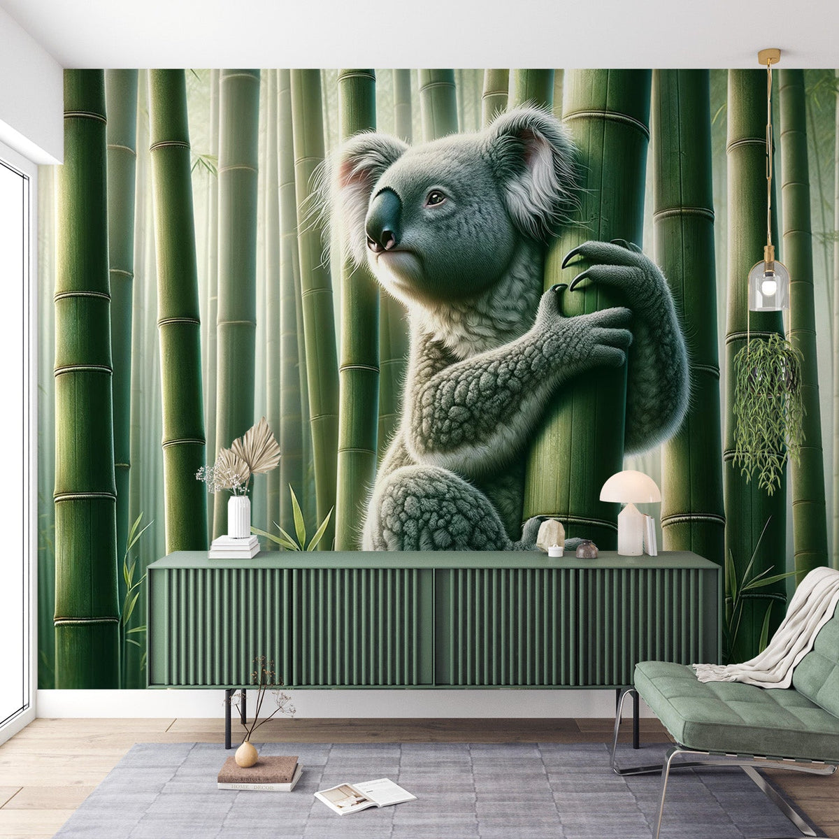 Koala Mural Wallpaper | Realistic in a Bamboo Forest — WonderMural