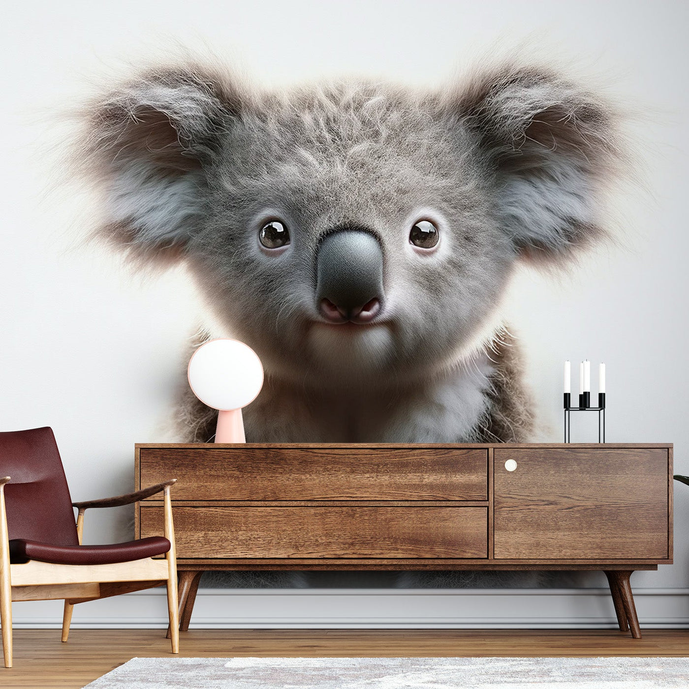 Koala Mural Wallpaper | Realistic on White Background — WonderMural
