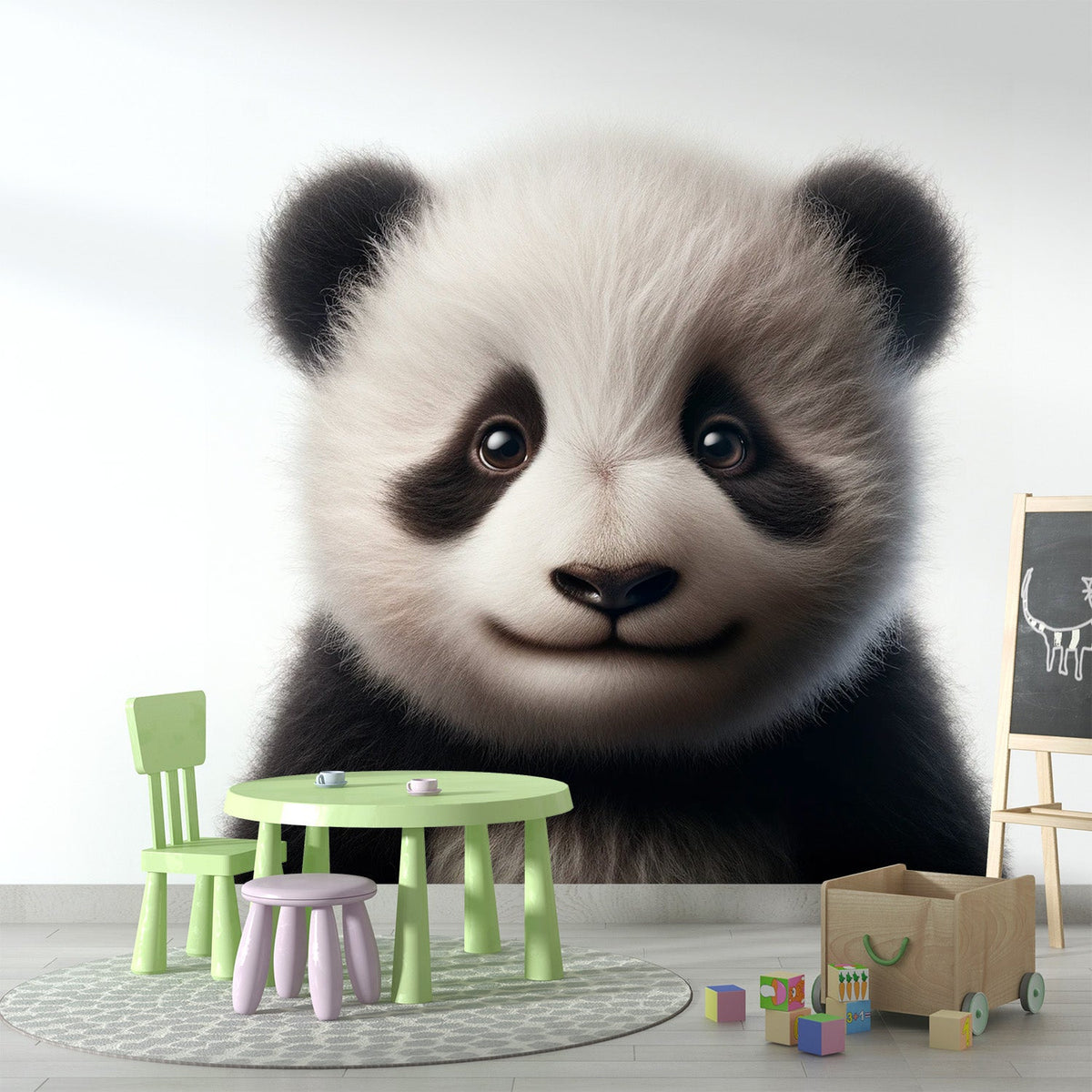 Panda Mural Wallpaper | Portrait of a Baby Panda — WonderMural