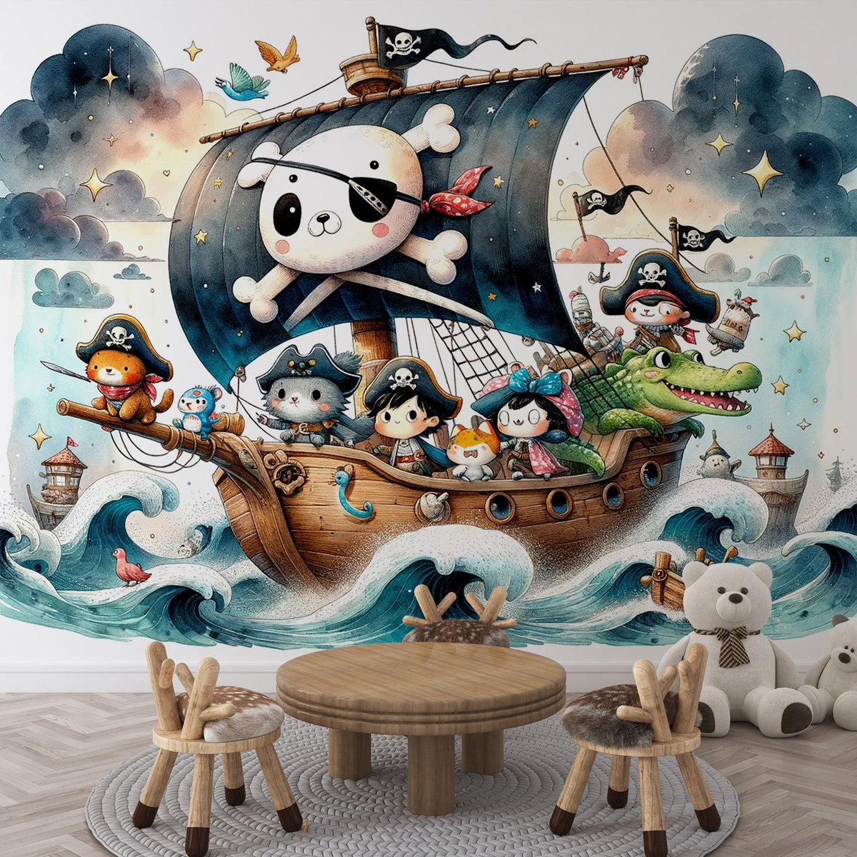 Pirate Mural Wallpaper | Childish Crew of Deckhands — WonderMural