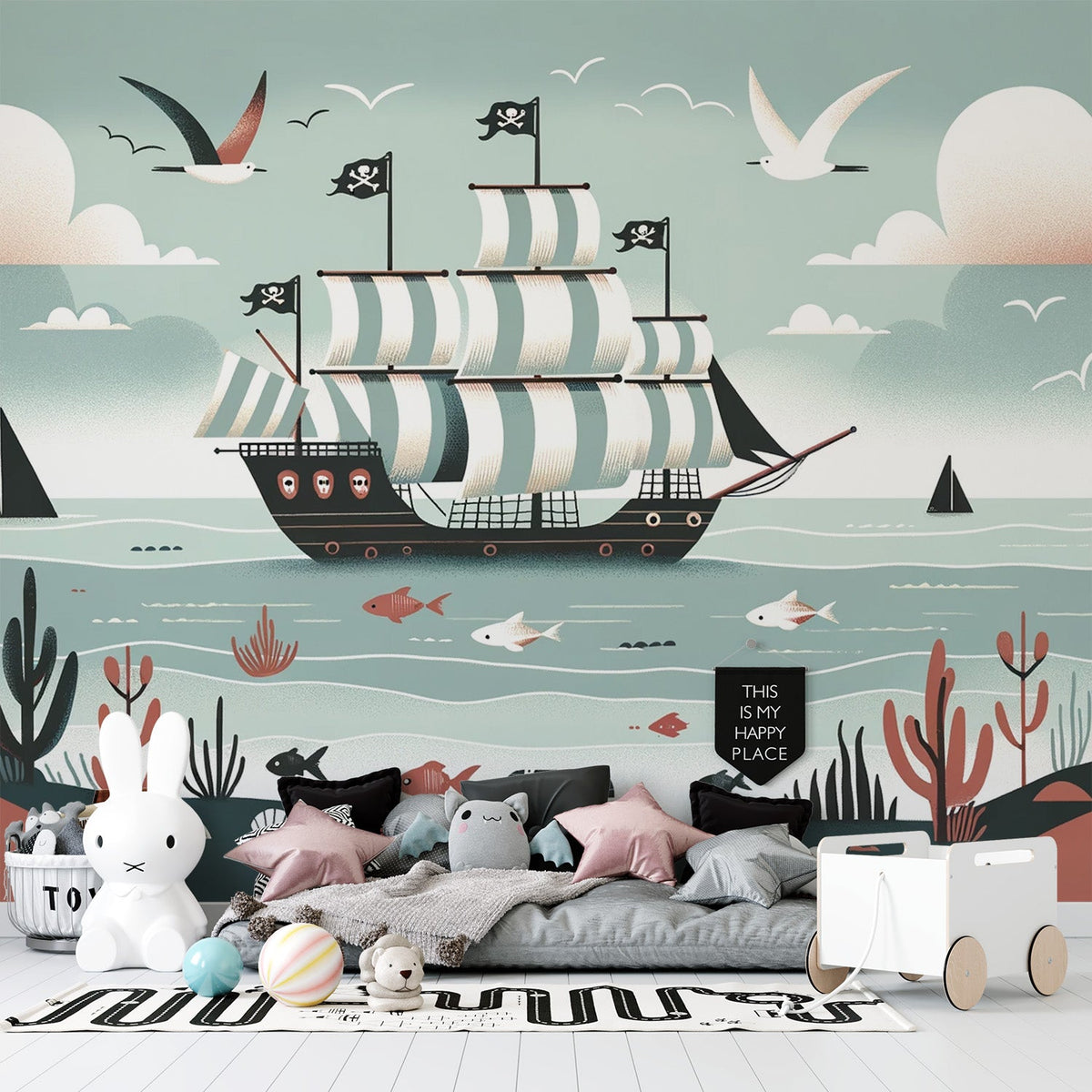 Pirate Mural Wallpaper | Fish and Underwater Treasure — WonderMural