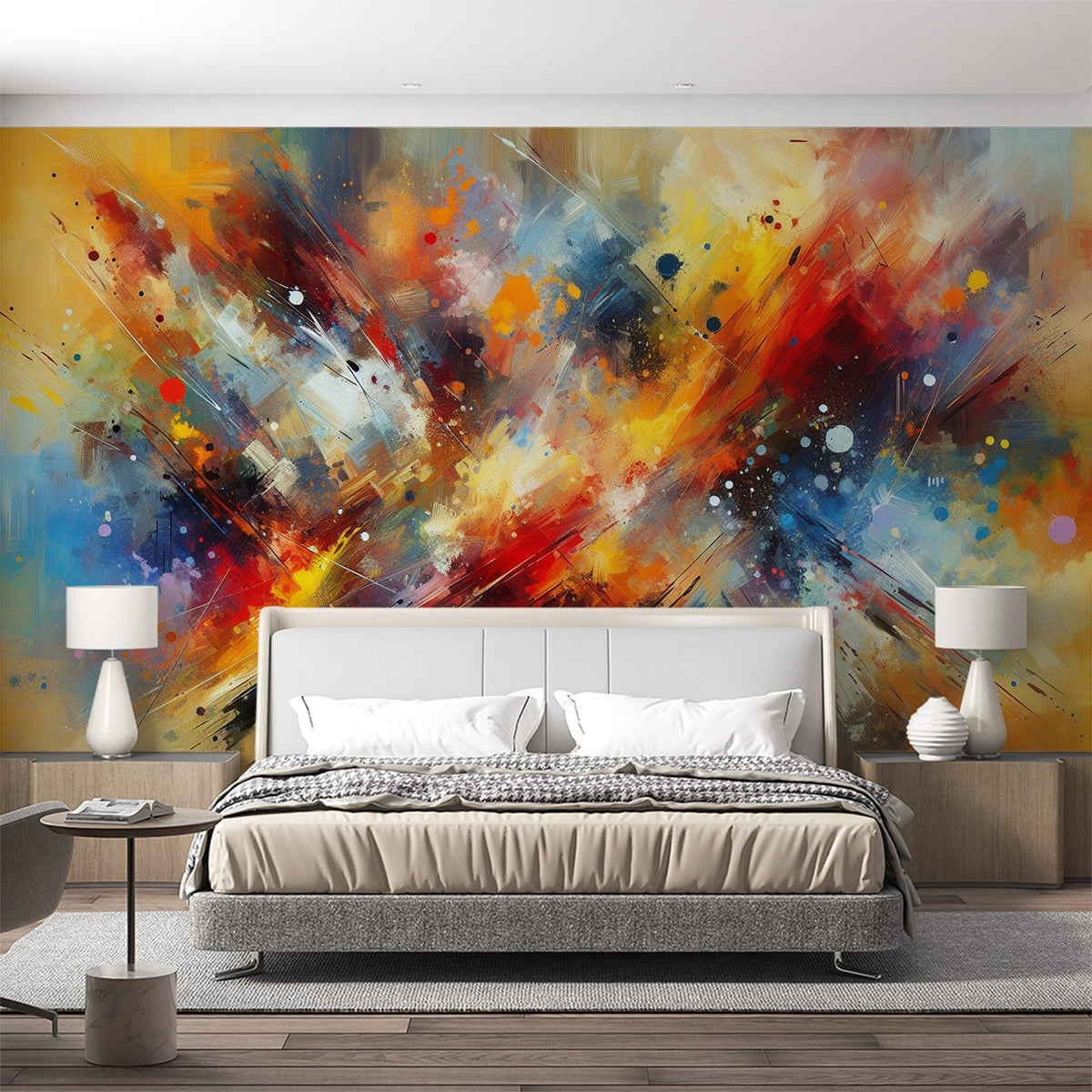 Street art Mural Wallpaper | Abstract art in colorful painting ...