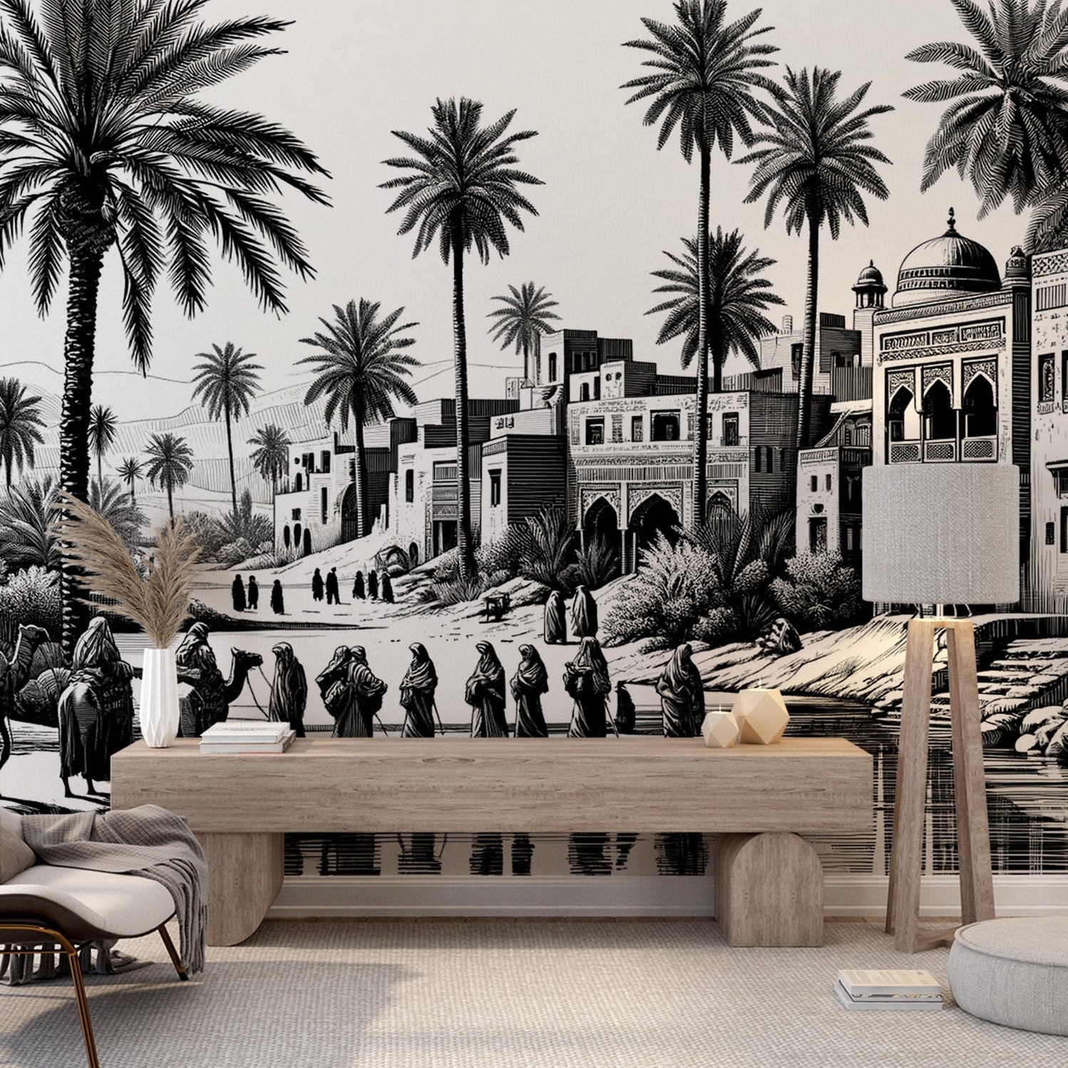 Black and White Tropical Mural Wallpaper | Oasis in the midst of a Tro ...