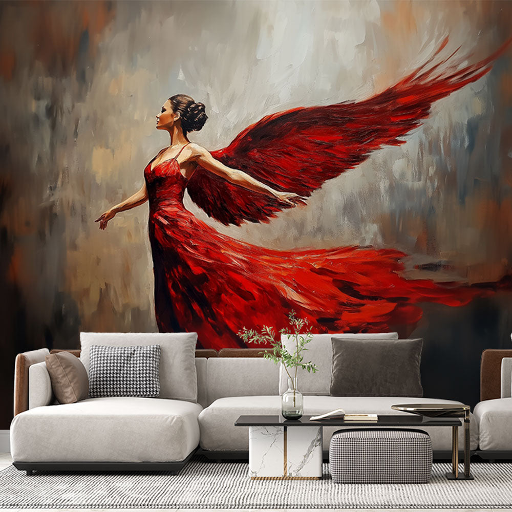 Mural Wallpaper angel | Elegance in red — WonderMural