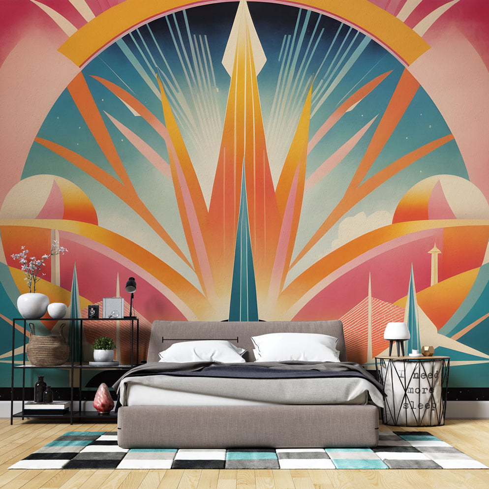 Mural Wallpaper futuristic | Art deco and geometric shapes — WonderMural