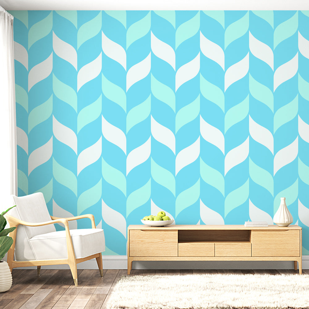 Mural Wallpaper Graphic | Blue Wavy Pattern — WonderMural