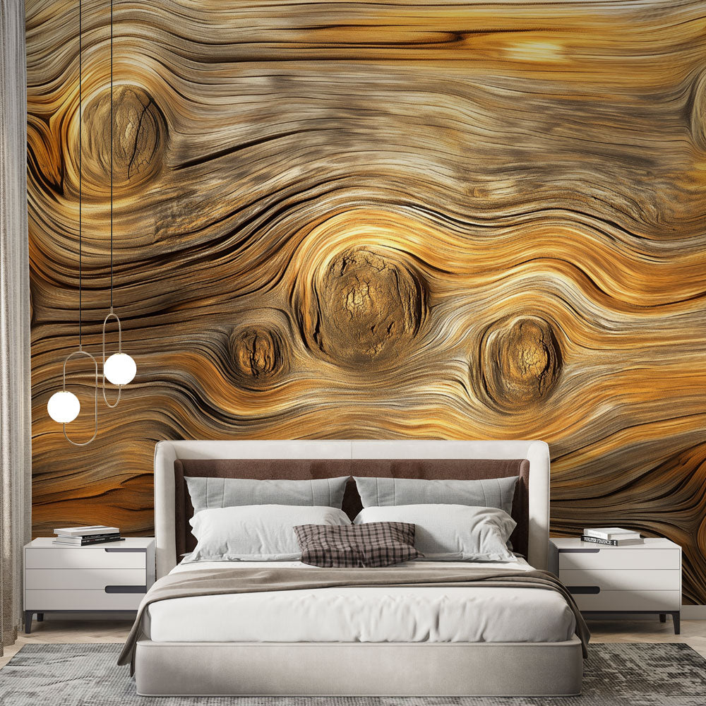 Papel pintado efecto madera | Textura cálida y ondulada — WonderMural