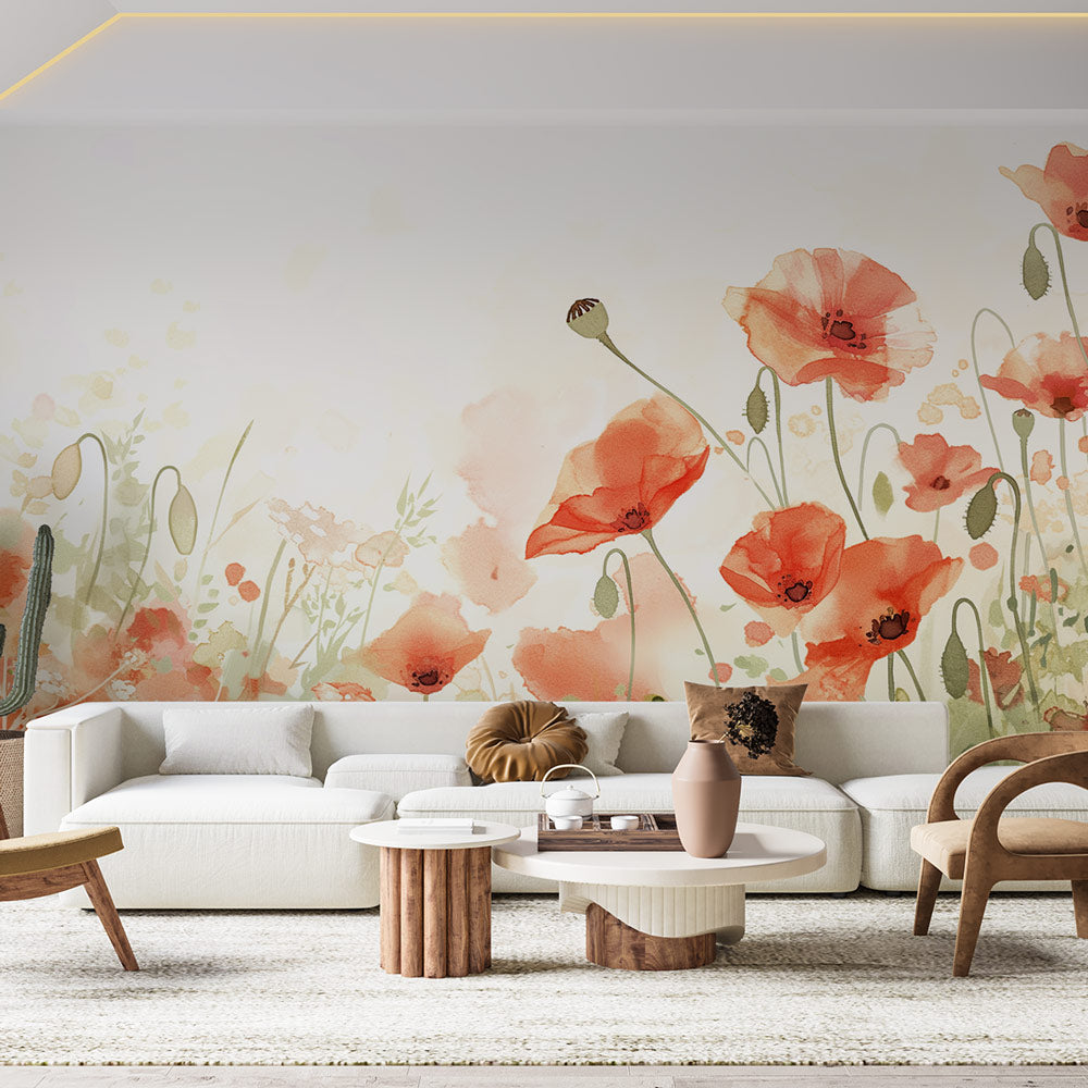 Poppy Mural Wallpaper | In the Heart of the Prairie — WonderMural