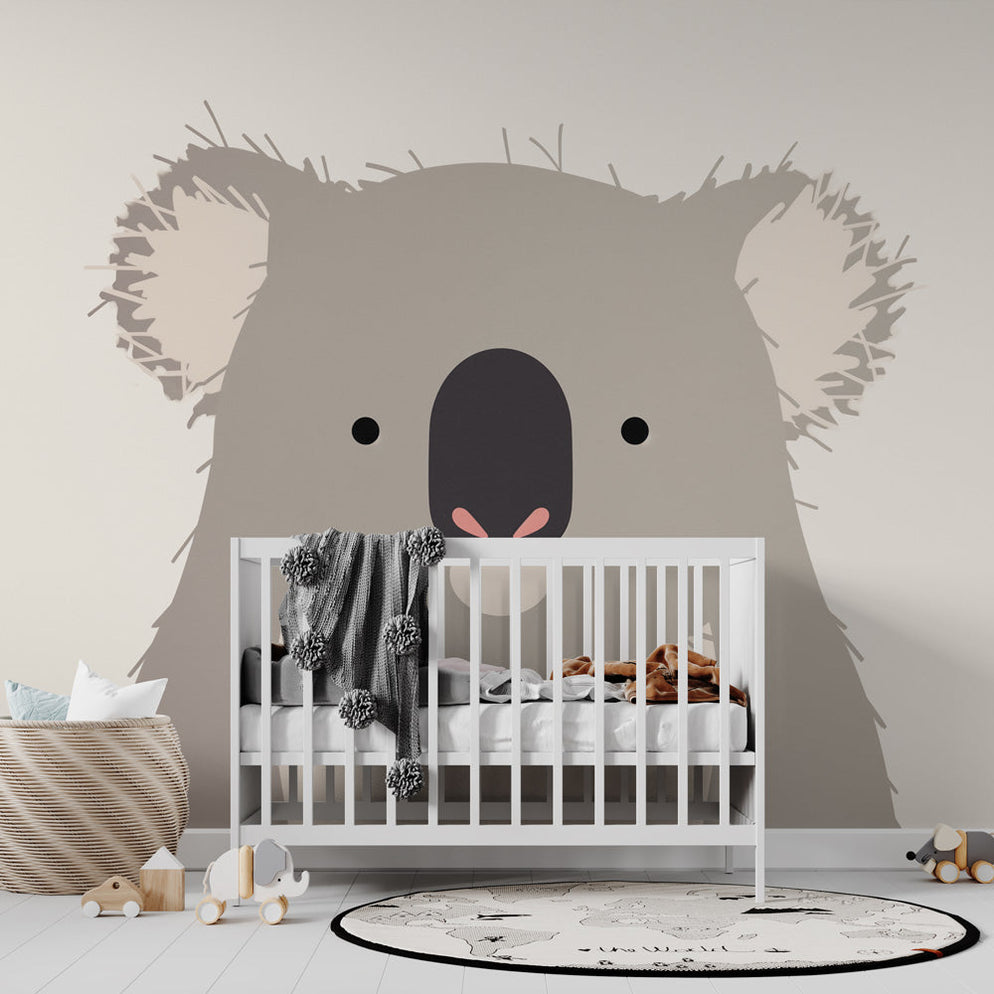 Koala Mural Wallpaper | Portrait on Beige Background — WonderMural
