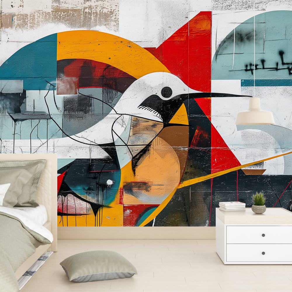 Mural Wallpaper teen room | Graffiti hummingbird — WonderMural
