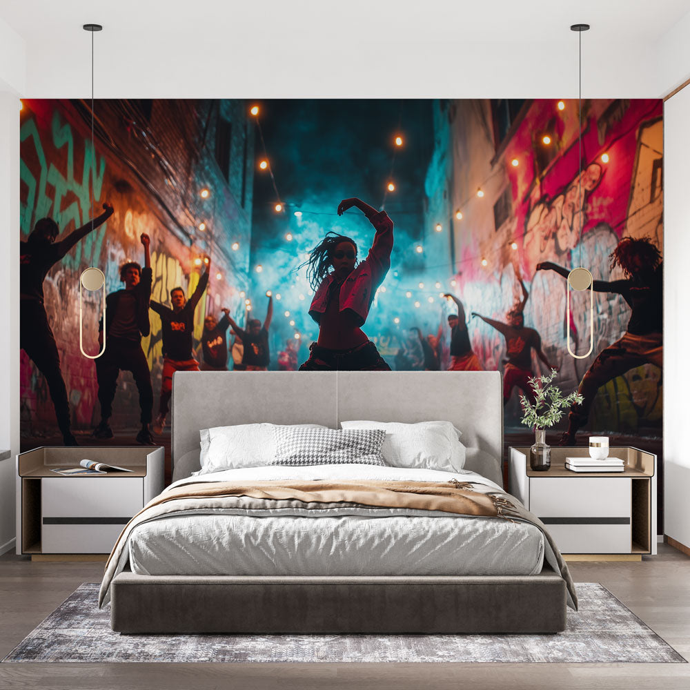 Mural Wallpaper urban dance | Vibrant street scene — WonderMural