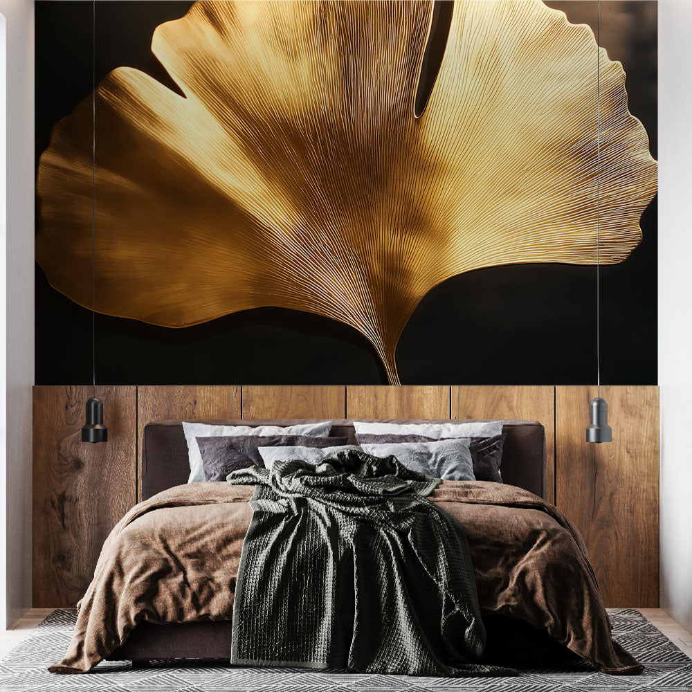 Golden Ginkgo Leaf Mural Decoration | Elegant reproduction of a ginkgo ...