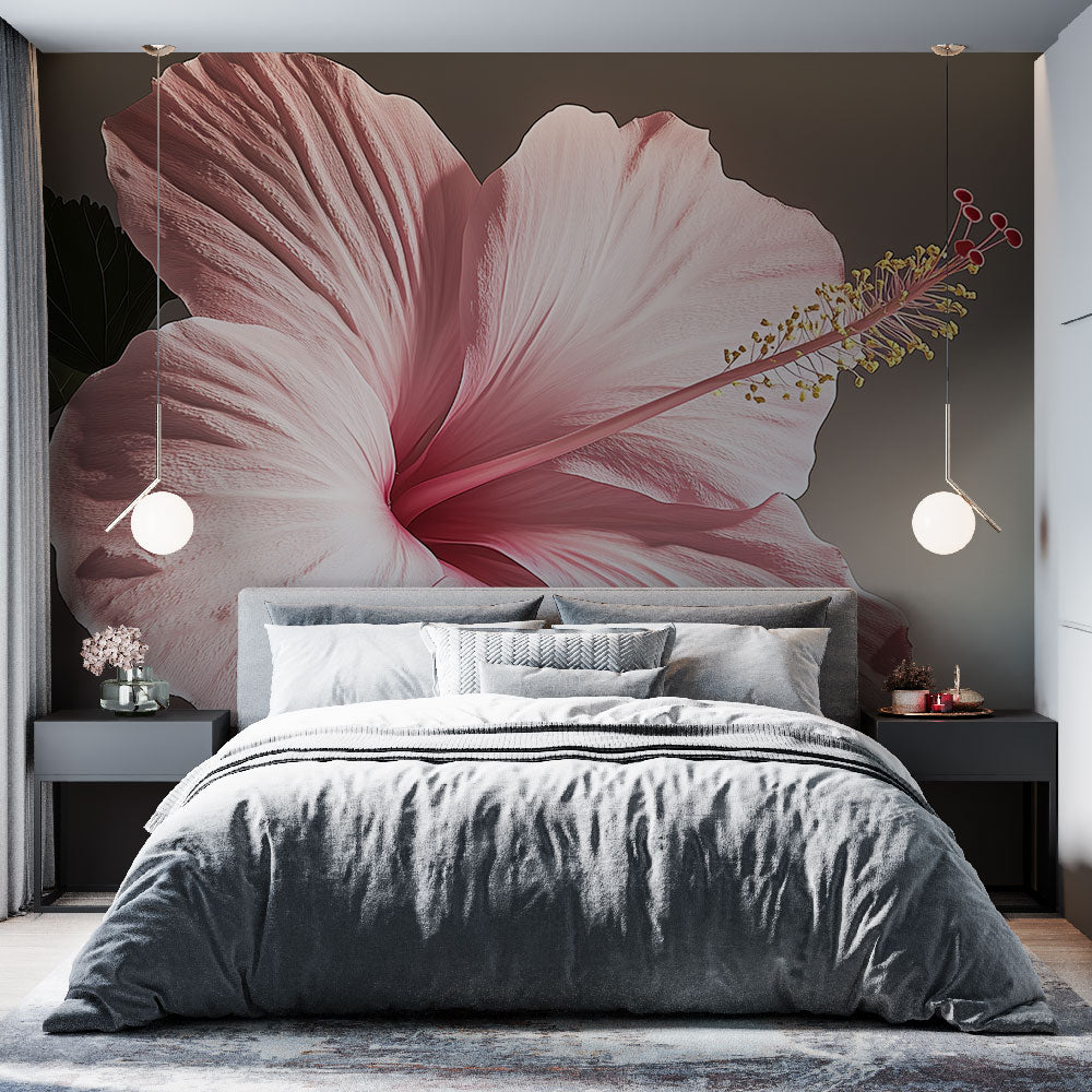 Mural Wallpaper hibiscus | Burst of pink flower — WonderMural
