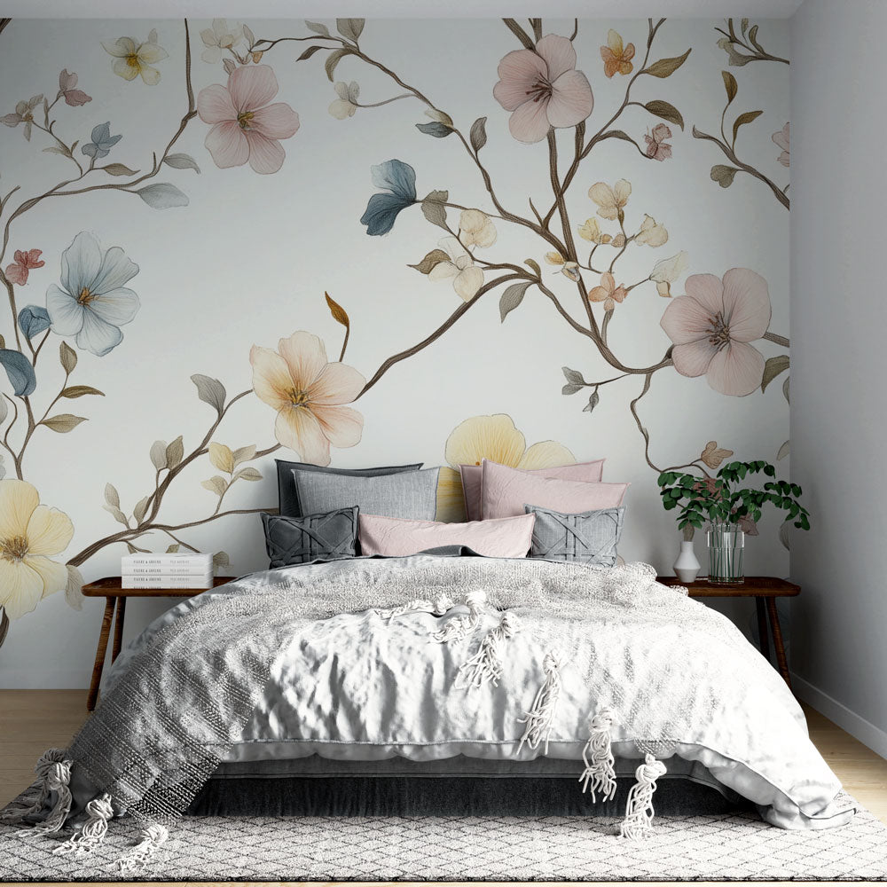 Mural Wallpaper floral | Pastel flower patterns — WonderMural