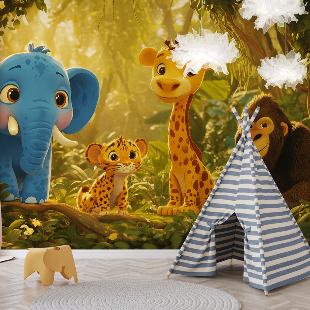 Mural Wallpaper jungle animals | Fun adventure for children's room ...
