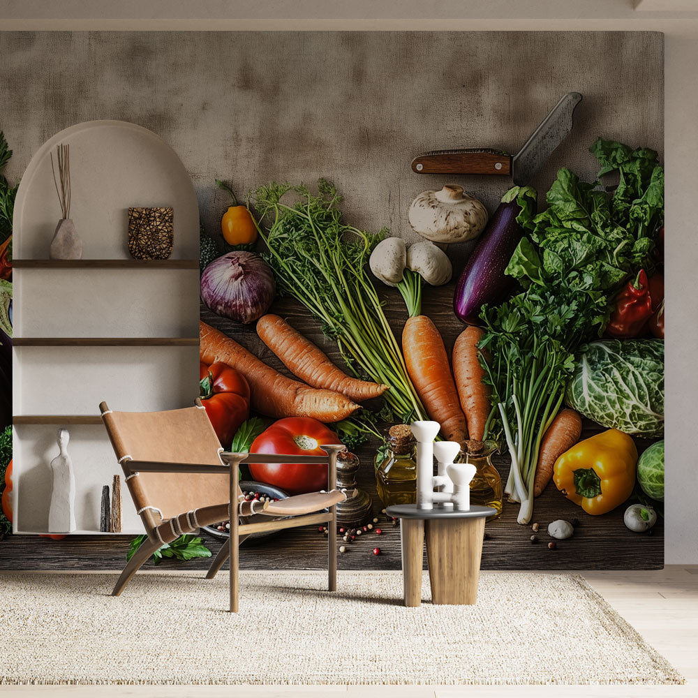 Mural Wallpaper fresh vegetables | Vibrant culinary ambiance — WonderMural