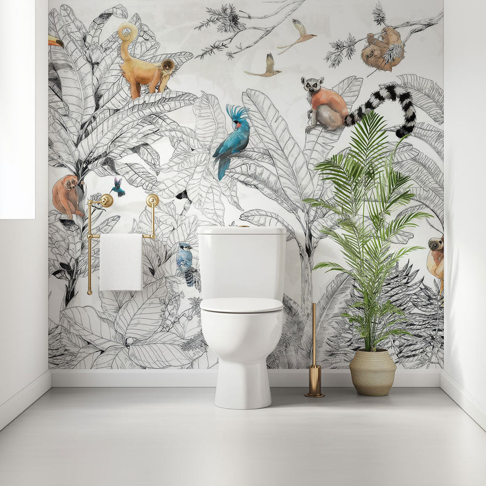 Fototapete Dschungel | Tiere Blätter Grün Tropisch — WonderMural