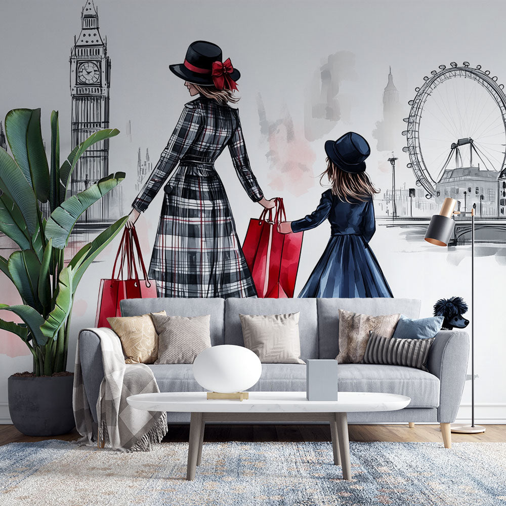 Mural Wallpaper London | Urban Elegance in Watercolor — WonderMural