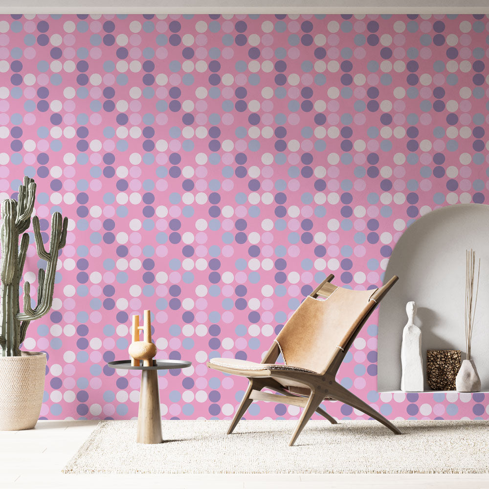 Mural Wallpaper pink polka dots | Pastel geometric patterns — WonderMural