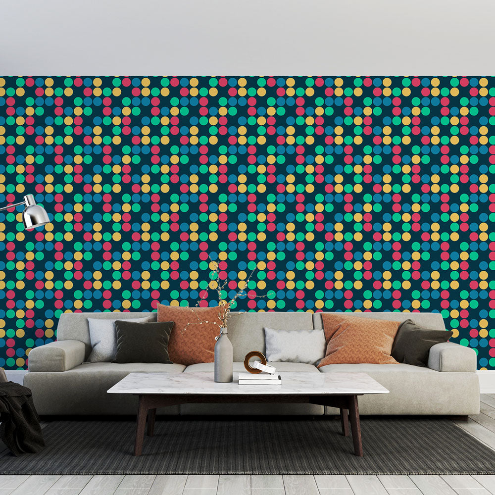 Mural Wallpaper with colored polka dots | Fun and lively design ...